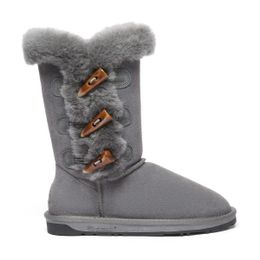 EVER AU Damenstiefel mit Hornkn&ouml;pfen - Ashy