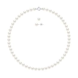 DIADEMA - Set - Halskette/Ohrringe - Echte S&uuml;&szlig;wasserperlen - Wei&szlig;gold