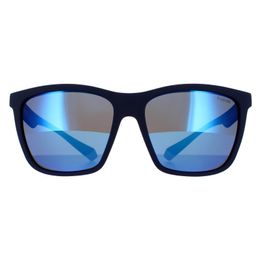 Polaroid Rectangle Mens Blue Grey Blue Mirror Polarized Sonnenbrillen