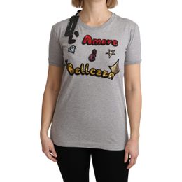Dolce & Gabbana Dolce & Gabbana Women's Gray Cotton Amore e Bellezza Top T-shirt