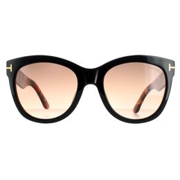 Tom Ford Cat Eye Damen Schwarz Havanna Braun Farbverlauf Wallace FT0870