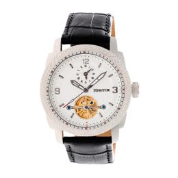 Montre automatique Heritor Helmsley semi-squelettique avec bracelet en cuir