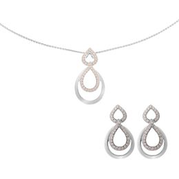 Orphelia 'Amber' Damen 925 Sterling Silber Set: Kettenanh&auml;nger + Ohrringe - Silber SET-7092