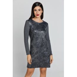 Dunkelgraues Kleid mit Kunstlederfront