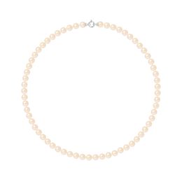 Collier Rang PRINCESSE Perles d'Eau Douce Rondes 7-8 mm Rose Naturel Fermoir Prestige Or Blanc 18 Carats