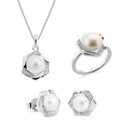 Orphelia 'Aliva' Damen 925 Sterling Silber Set: Halskette + Ohrringe + Ring - Silber SET-7469