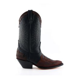 Grinders Unisex-Cowboystiefel aus schwarzem/burgunderrotem Leder, Arizona