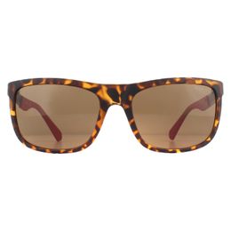 Guess Rectangle Mens Dark Havana Brown Polarisierte Sonnenbrille