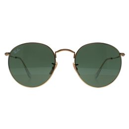 Ray-Ban Sonnenbrille rund Metall 3447 001 Gold Gr&uuml;n 53mm