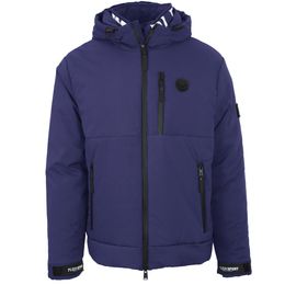 Plein Sport Gepolsterte Gro&szlig;e Markenlogo Marineblaue Jacke