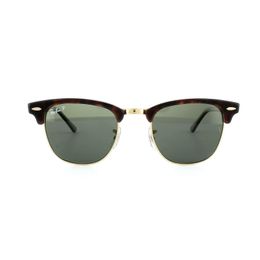 Ray-Ban Sonnenbrille Clubmaster 3016 990/58 Rot Havanna Gr&uuml;n Polarisiert Gro&szlig;