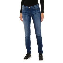 Armani Lange Denim-Hose aus Stretch-Stoff mit Abnutzungseffekt f&uuml;r Damen 3Y5J28-5D0ZZ
