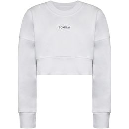 BoxRaw Johnson Damen-Sweatshirt, kurz, Wei&szlig;