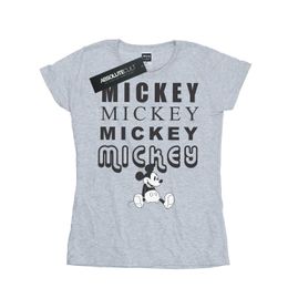 Disney - "Mickey Mouse Sitting" T-Shirt f&uuml;r Damen (Grau)