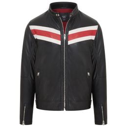 Schwarze Caf&eacute; Racer Biker-Lederjacke f&uuml;r Herren - Aniak