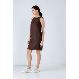&Auml;rmelloses sackartiges Kleid in Braun