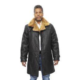 Warmer Herren-Crombie-Mantel aus Shearling-Schaffell-K&ouml;ln