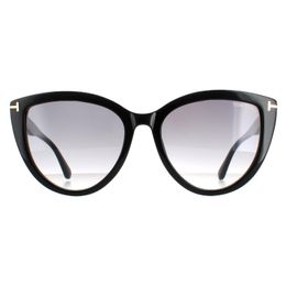 Tom Ford Cat Eye Damen gl&auml;nzend schwarz Rauch Gradient Isabella FT0915