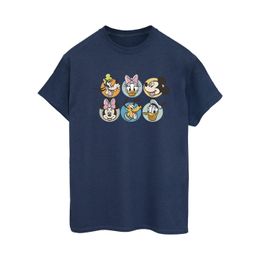 Disney - "Mickey Mouse And Friends Faces" T-Shirt f&uuml;r Damen (Marineblau)