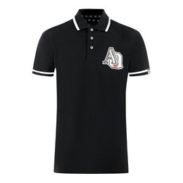 Aquascutum AQ 1851 Gesticktes Polohemd mit Spitze Schwarz