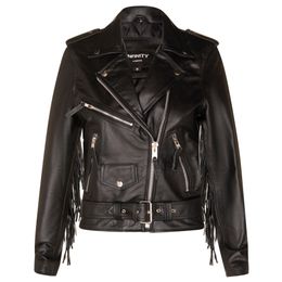 Schwarze Damen-Bikerjacke mit Fransen und Quasten &ndash; Sevilla