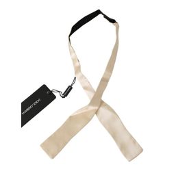 Dolce & Gabbana Dolce & Gabbana Beige Slim Skinny Men's Necktie 100% Silk Tie