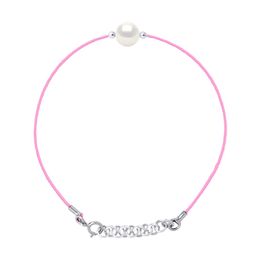 DIADEMA - Armband - Rosa Nylon - S&uuml;&szlig;wasserperle - Wei&szlig;