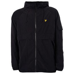 Lyle & Scott Tiefschwarze Winbreaker-Jacke mit Kapuze und Lyle & Scott-Logo
