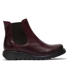 Fly London SALV Chelsea-Stiefel aus Leder f&uuml;r Damen, Rot, Keilabsatz