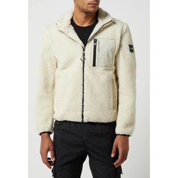 Calvin Klein Zip durch Teddy Pelz Fleece Jacke in Stein