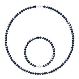 Das Set Halskette/Armband besteht aus: Halskette aus echten S&uuml;&szlig;wasser-Zuchtperlen, rund 4&ndash;5 mm