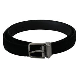 Dolce & Gabbana Ceinture Dolce & Gabbana pour homme, cuir noir, velours, boucle argent&eacute;e