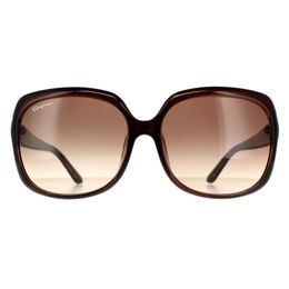 Salvatore Ferragamo Rechteckige Damen Sonnenbrille in Braun mit Farbverlauf