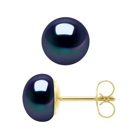 Ohrringe &ndash; Gelbgold 750 (18 Karat echte S&uuml;&szlig;wasser-Zuchtperlen, Knopf 8&ndash;9 mm).