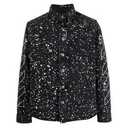 Off-White Diag Outline Design Jeanshemd Schwarz