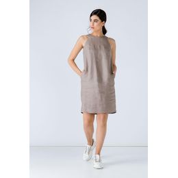 &Auml;rmelloses sackartiges Kleid in Taupe