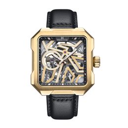 Montre squelette automatique Campbell avec bracelet en cuir Heritor