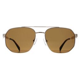 Alexander McQueen Pilotenbrille Unisex Gold Braun AM0458S