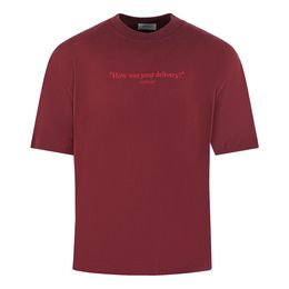 Off-White Skate Fit How Was Your Delivery Logo Dunkelrot T-Shirt