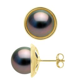 Ohrringe - Umgebung Sleek - Prestige - Gelbgold 375 - Echte Tahiti-Zuchtperlen rund 9-10 mm