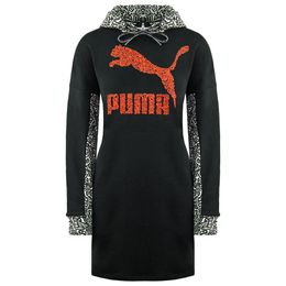 Puma x Mr. Doodle Langarm Pullover Schwarze Frauen Kapuze -Jumper -Kleid 598686 01