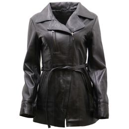 Damen-Bikerjacke aus Leder in Md-L&auml;nge &ndash; Okehampton
