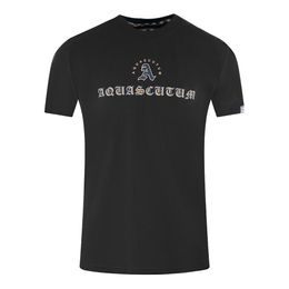 Aquascutum Script Logo Schwarzes T-Shirt