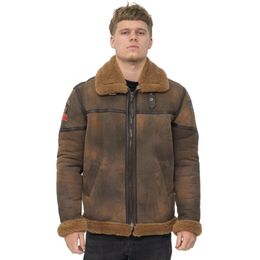 Herren-Flugjacke aus antikem B3-Schaffell-Alameda