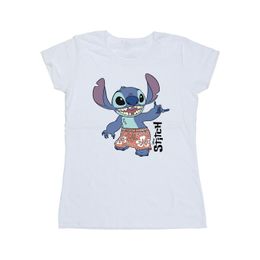 Disney Damen/Lilo & Stitch Bermuda-Shorts T-Shirt aus Baumwolle (Wei&szlig;)