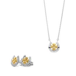 Orphelia 'Signature' Damen Set aus 925 Sterlingsilber: Ketten-Anh&auml;nger + Ohrringe - Silber/Gold SET-7517