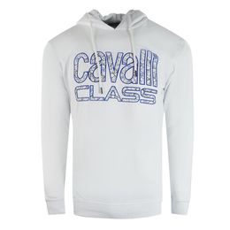 Cavalli Class Floral Logo Weisser Kapuzenpullover