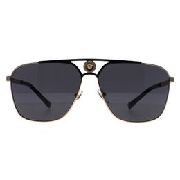 Versace Rectangle Mens Gold und Mattschwarz Dunkelgrau VE2238