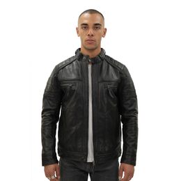 Vintage-Bikerjacke aus schwarzem Leder f&uuml;r Herren-Naples