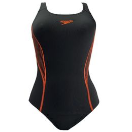 Speedo Placement Damen Schwarz/Orange Badeanzug